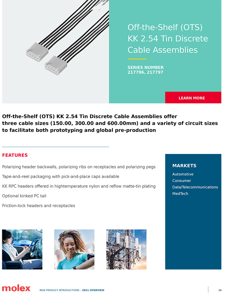 Off-the-Shelf (OTS) KK 2.54 Tin Discrete Cable Assemblies - 上海涛融实业有限公司