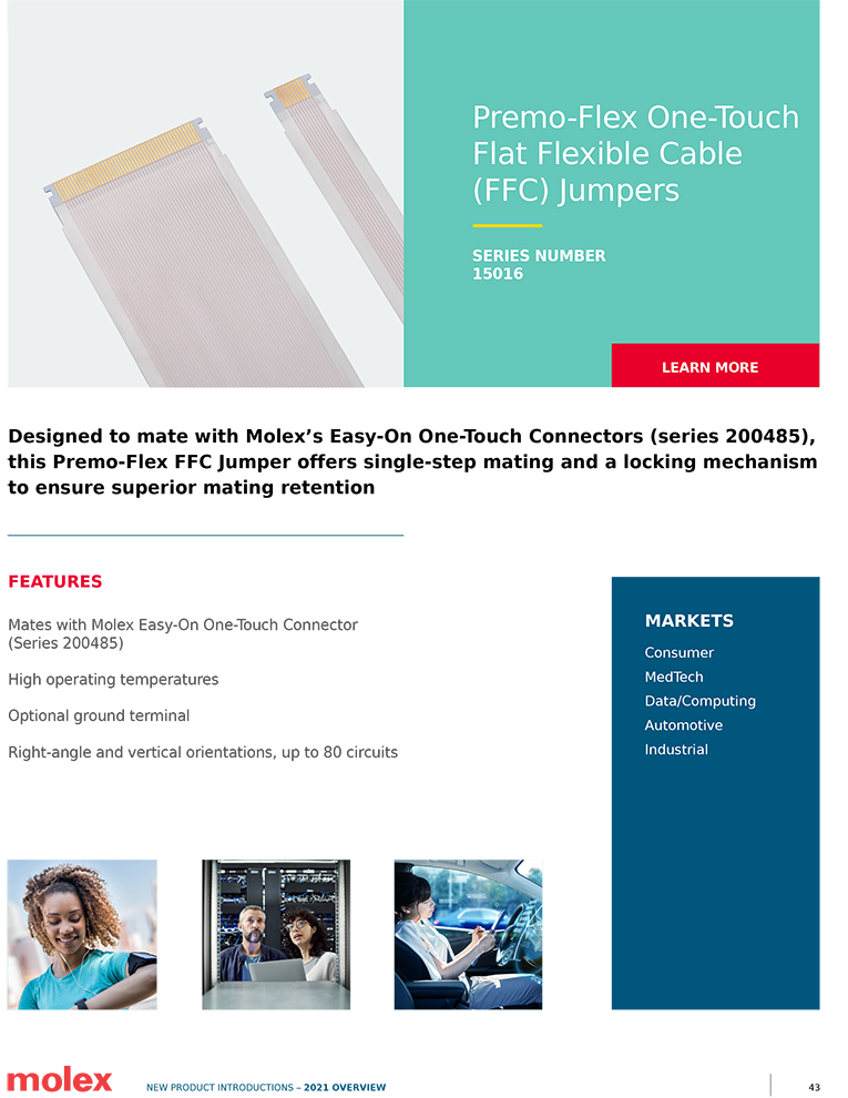 Premo-Flex One-Touch Flat Flexible Cable (FFC) Jumpers - 上海涛融实业有限公司